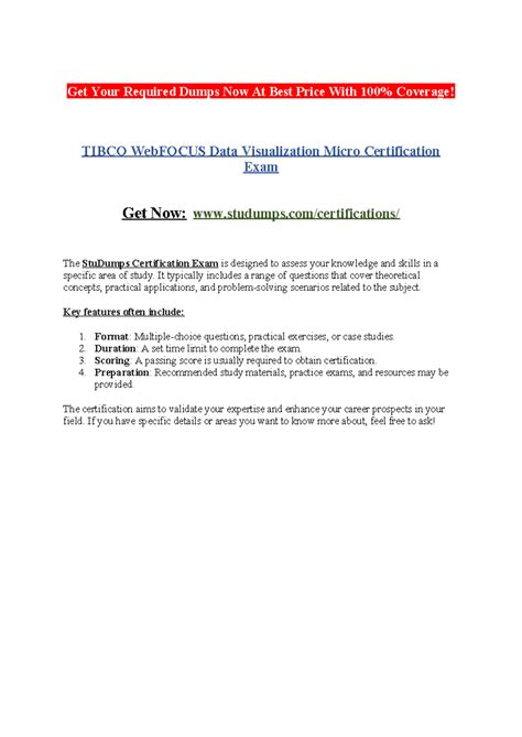 tibco web focus data visualization micro certification exam get your