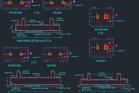 Combined Footing Rcc Structure Design Autocad File Cadbull