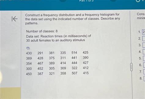 k construct a frequency distribution and a frequency