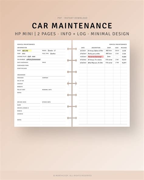 Vehicle Maintenance Log Book Artofit