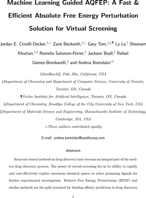 Machine Learning Guided Aqfep A Fast And Efficient Absolute Free Energy Perturbation Solution For