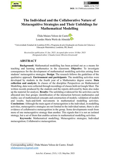 Pdf The Individual And The Collaborative Nature Of Metacognitive Strategies And Their