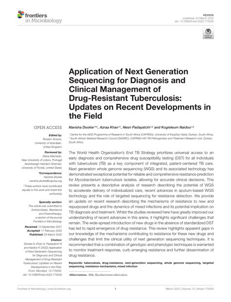 Pdf Application Of Next Generation Sequencing For Diagnosis And Clinical Management Of Drug