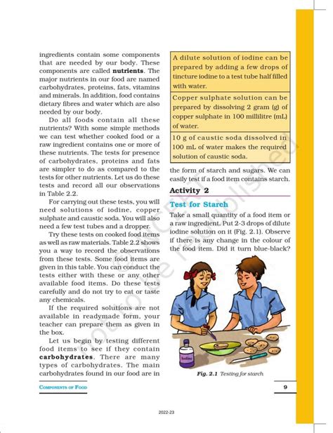 Ncert Book For Class 6 Science Chapter 2 Components Of Food