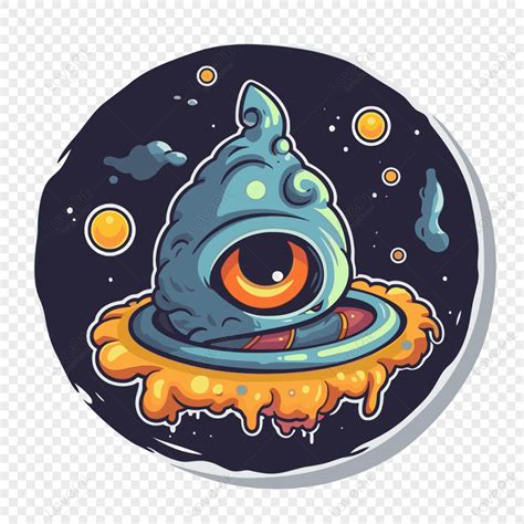 펑키 외계인 우주선 테마 스티커 일러스트 벡터 상표 만화 Png 일러스트 무료 다운로드 Lovepik