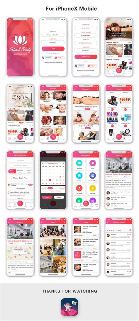 Natural Beauty Spa Salon App Ui Kit On Behance