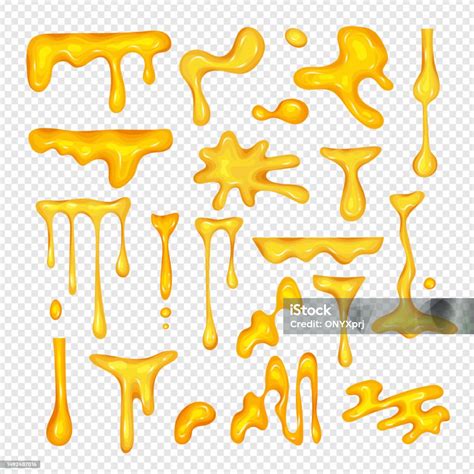 꿀이 튀어 나온다 액체 건강한 노란색 물방울 음식 만화 스타일의 최근 벡터 꿀 끈적 끈적한 시럽 개체 그룹에 대한 스톡 벡터 아트 및 기타 이미지 Istock