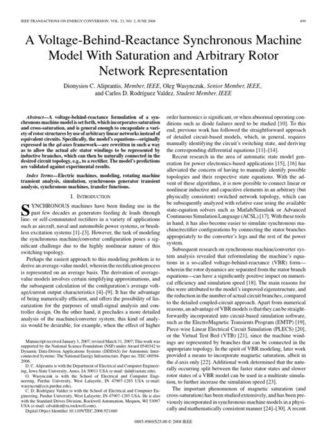 A Voltage Behind Reactance Synchronous Machine Model With Saturation And Arbitrary Rotor Network