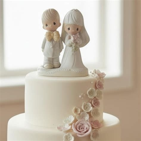 Vintage Precious Moments Bride And Groom Figurine 1979 Wedding Cake
