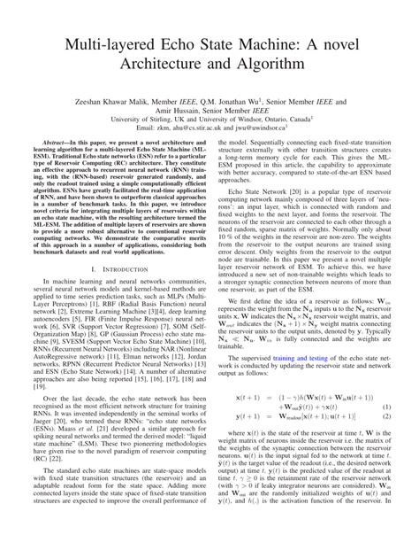 Pdf Multilayered Echo State Machine A Novel Architecture And Algorithm