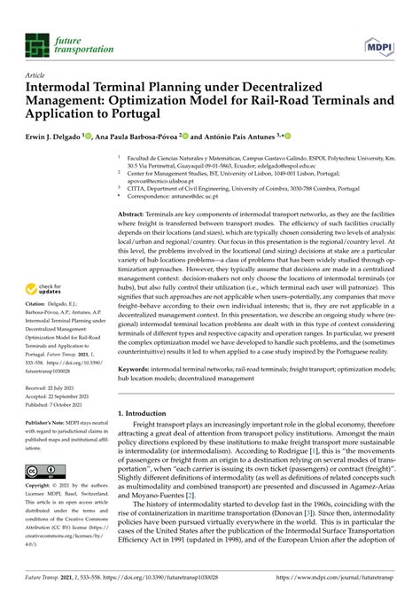 Full Article Intermodal Terminal Planning Under Decentralized Management Optimization Model