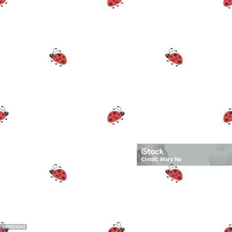 매끄러운 여름 배경 흰색 배경에 비행과 기어 다니는 평평한 빨간 무당벌레 패턴 무당벌레에 대한 스톡 벡터 아트 및 기타 이미지 무당벌레 0명 곤충 Istock