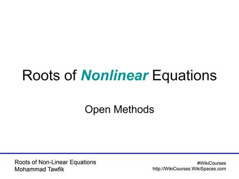 Roots Of Nonlinear Equations Open Methods Pdf