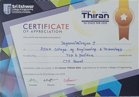 Cybersecurity Ctf Hackathon Capturetheflag Ethicalhacking Thiran2025 Jegannithirajan J