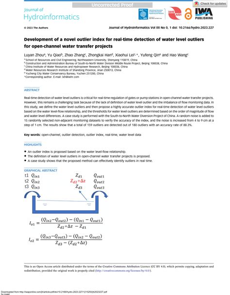 PDF Development Of A Novel Outlier Index For Real Time Detection Of