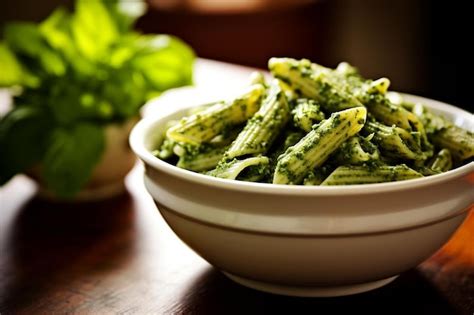Premium Photo Roasted Garlic Basil Pesto Pasta