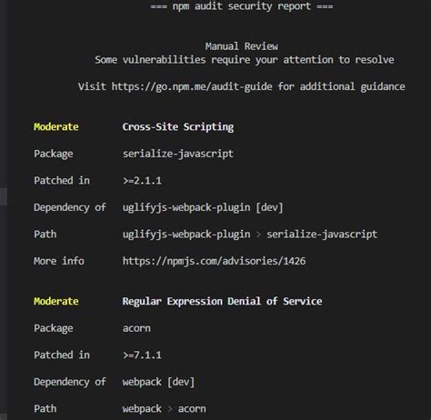 在vue中用npm安装element，提示有漏洞，按照提示npm Audit Fix结果出现需要手动审查漏洞前端 Csdn问答