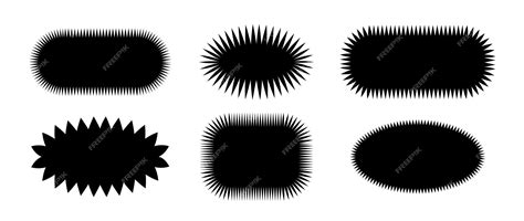 Premium Vector Zig Zag Edge Oval Shape Collection Jagged Elliptic And