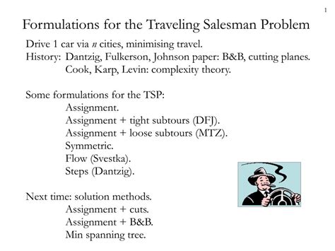 Ppt Formulations For The Traveling Salesman Problem Powerpoint
