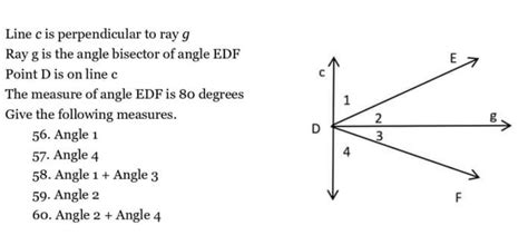 Solved Line C Is Perpendicular To Ray G Ray G Is The Angle Bisector Of Angle Edf Point D Is On