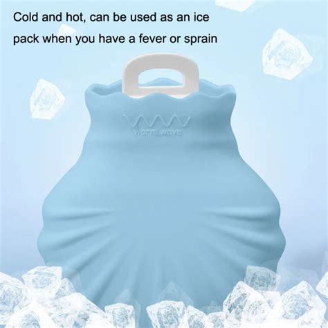 겨울 쉘 온수 가방 휴대용 실리콘 전자 레인지 뜨거운 물 가방 블루