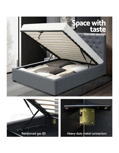 Artiss Vila King Single Size Gas Lift Bed Frame Base With Storage Myer