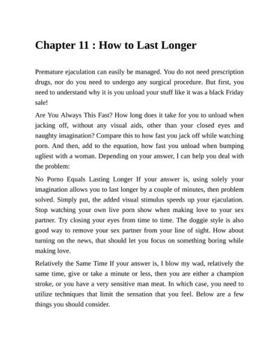 Chapter 11 How To Last