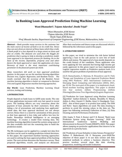 In Banking Loan Approval Prediction Using Machine Learning Pdf Business Loans Business