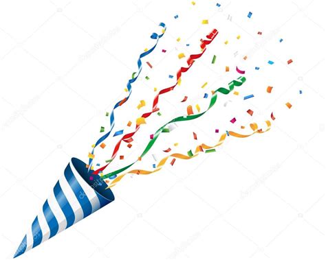 색종이와 흰색 바탕에 스 트리머 폭발 파티 포퍼 Stock Vector By ©yuichiro 119410852