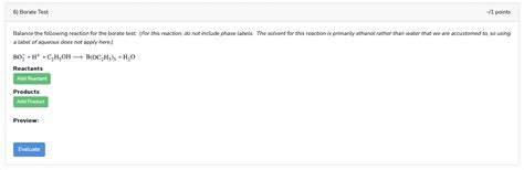 Solved Borate TestBalance The Following Reaction For The Chegg Com
