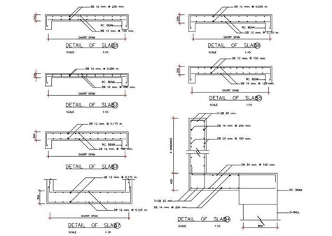 Rc Beam Sectional Slab Details Are Given In This Autocad Dwg 2d Drawing File Download The