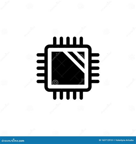 Central Computer Processors CPU Microchip Flat Vector Icon Stock Illustration Illustration Of