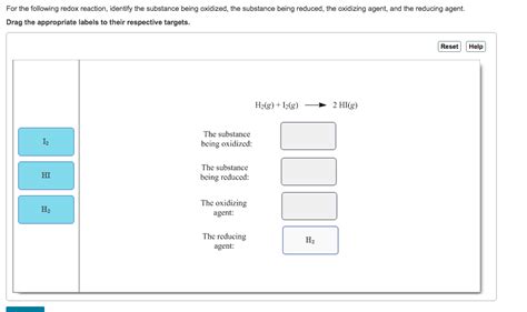Solved For The Following Redox Reaction Identify The