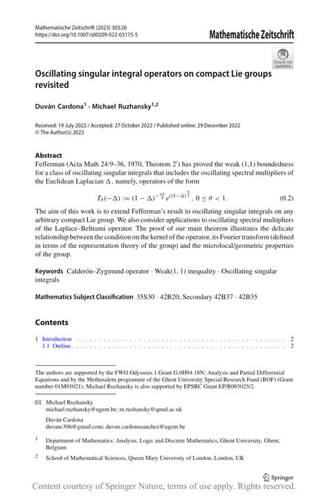 Pdf Oscillating Singular Integral Operators On Compact Lie Groups