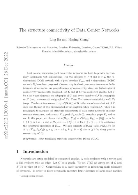 Pdf The Structure Connectivity Of Data Center Networks