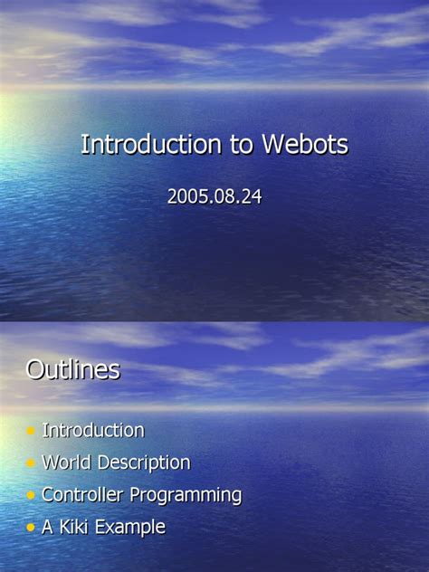 Introduction To Webots Pdf Robot Robotics