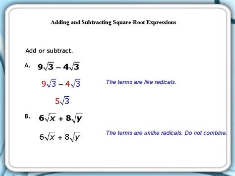 Lesson 11 3 Adding And Subtracting Radical Expressions