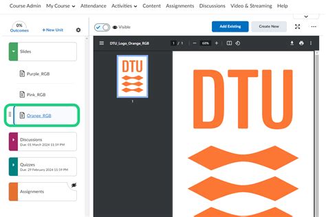 DTU Learn Support Adding Files To Course