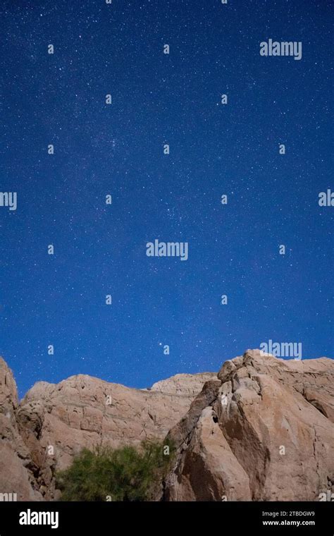 Starry Sky Photographs Taken From Inside A Canyon In The Mojave Desert