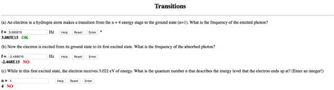 Solved A An Electron In A Hydrogen Atom Makes A Transition
