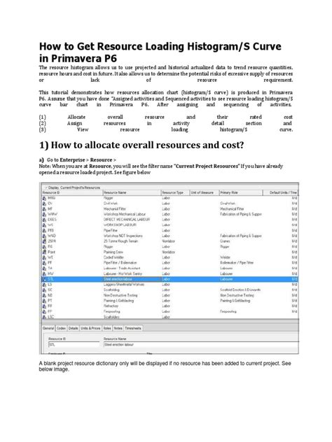 How To Get Resource Loading Histogram Pdf Resource Histogram