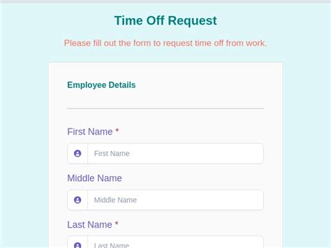 Time Off Request Form Template Formnx