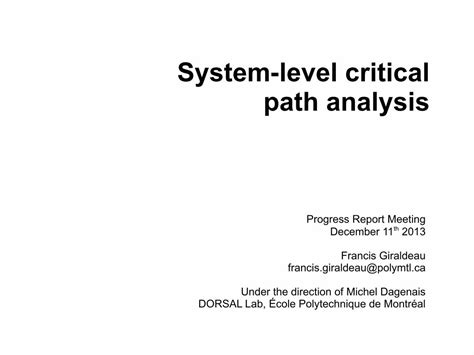 pdf system level critical path analysis dokumen tips