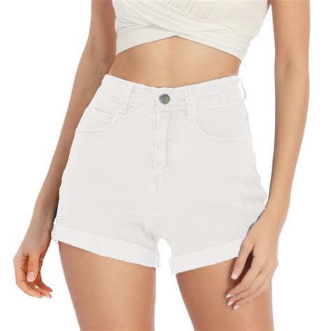 Sngxgn Womens High Waisted Denim Shorts Ripped Hem Frayed Short Jeans