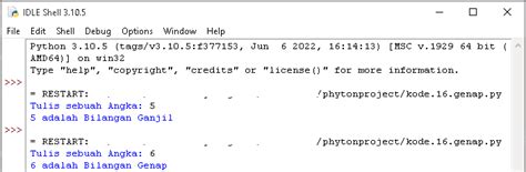 Belajar Python Membuat Program Menentukan Bilangan Ganjil Atau Genap Karena Belajar
