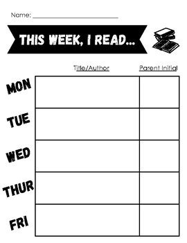 Weekly Reading Log By BabeMissD TPT