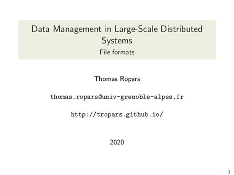 Pdf Data Management In Large Scale Distributed Systems File