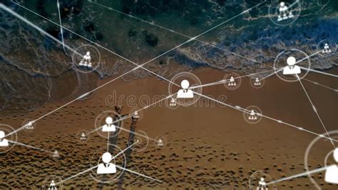 Network Of Connections And Data Processing Animation Over Beach Landscape Stock Footage Video