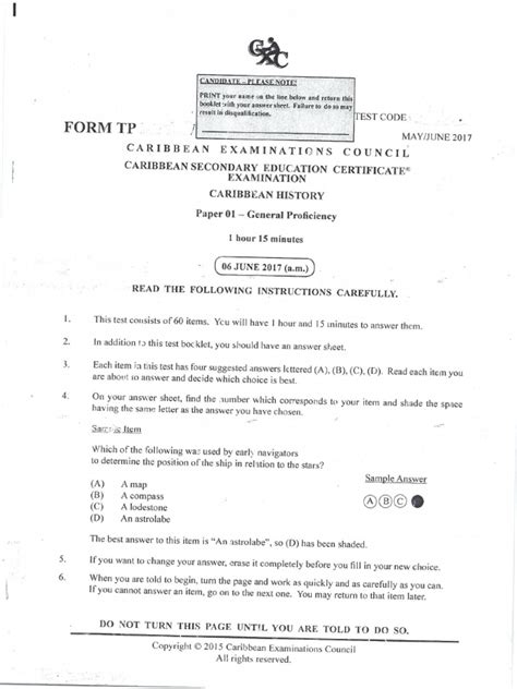 Csec Paper 1 History 2017 Pdf