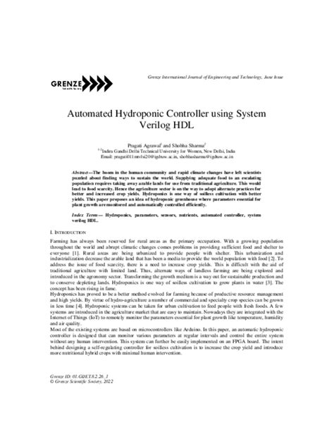 Pdf Automated Hydroponic Controller Using System Verilog Hdl